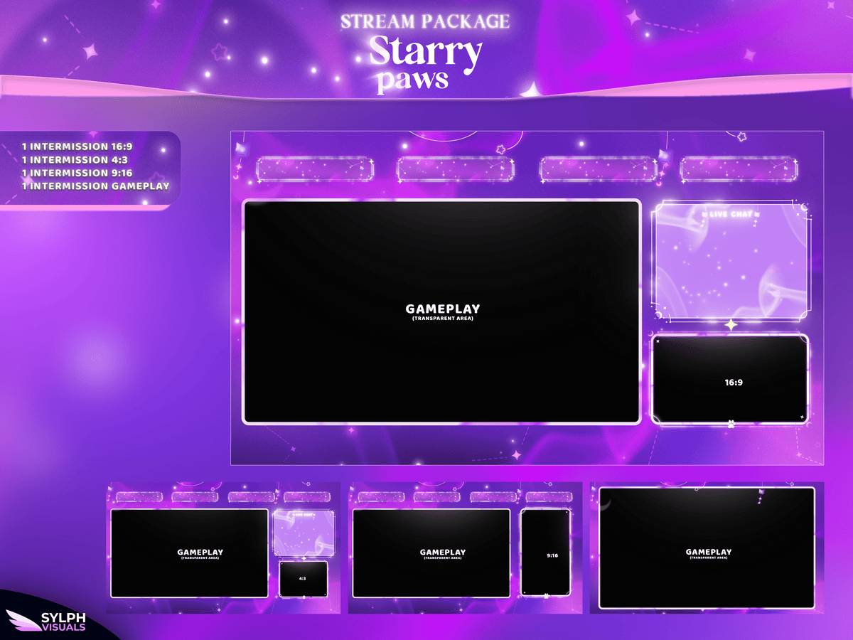 Starry Paws Stream Overlay - SylphVisuals