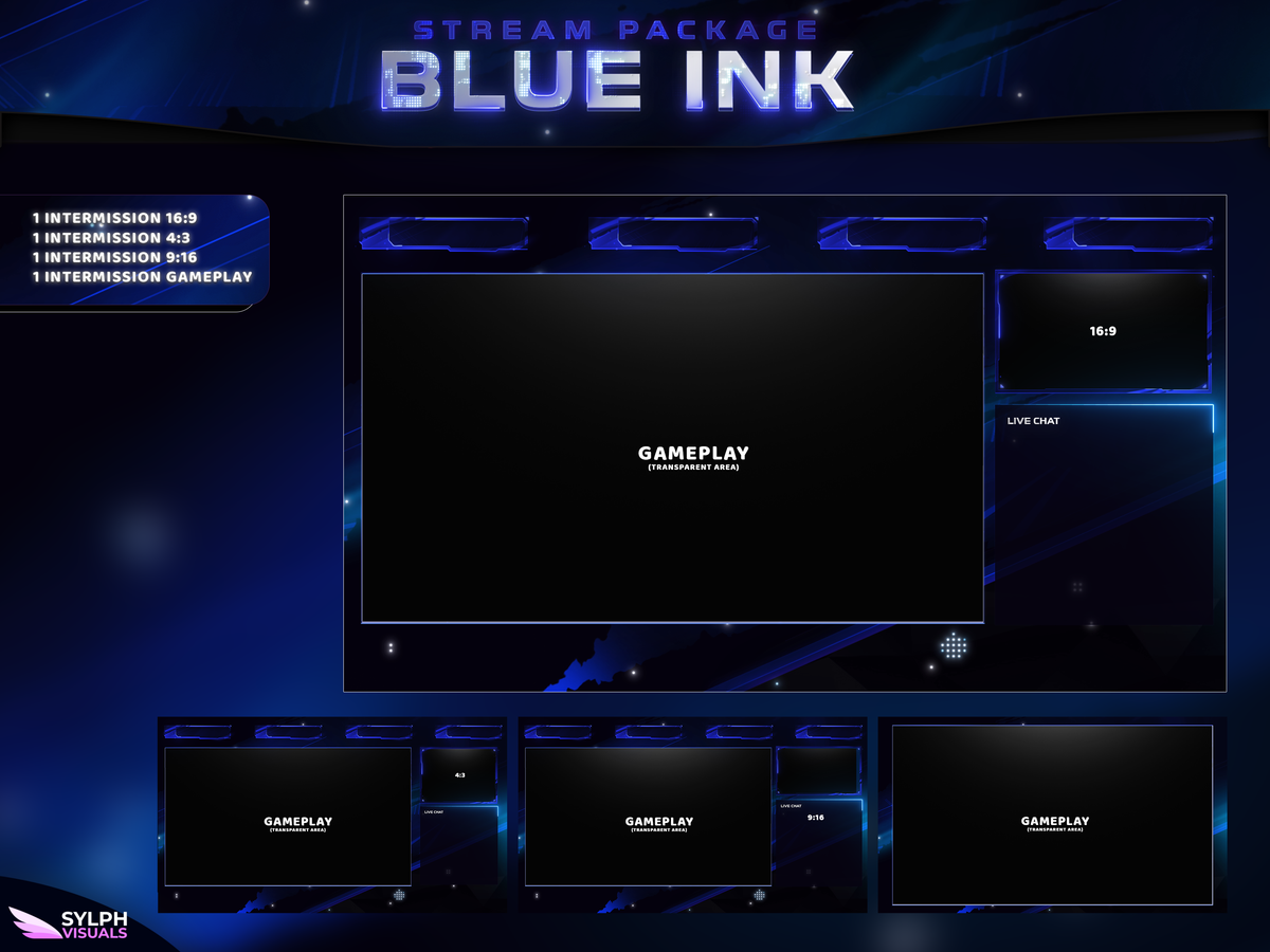 Blue Ink Stream Overlay - SylphVisuals