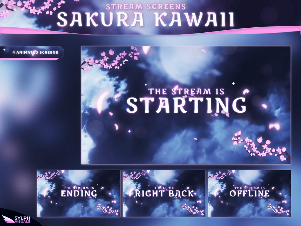 Sakura Kawaii Stream Overlays - SylphVisuals