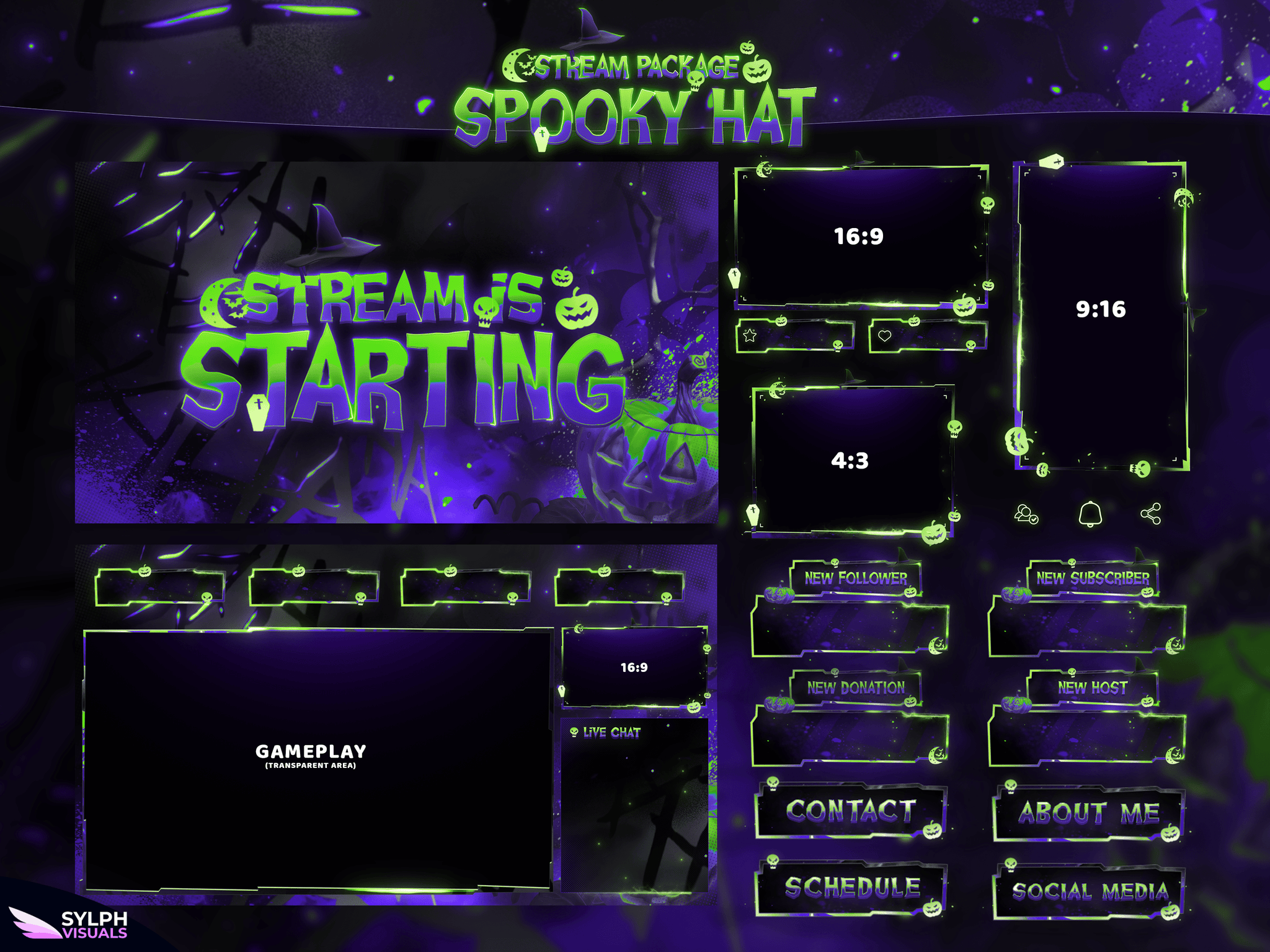 Spooky Hat Stream Overlay Package - SylphVisuals