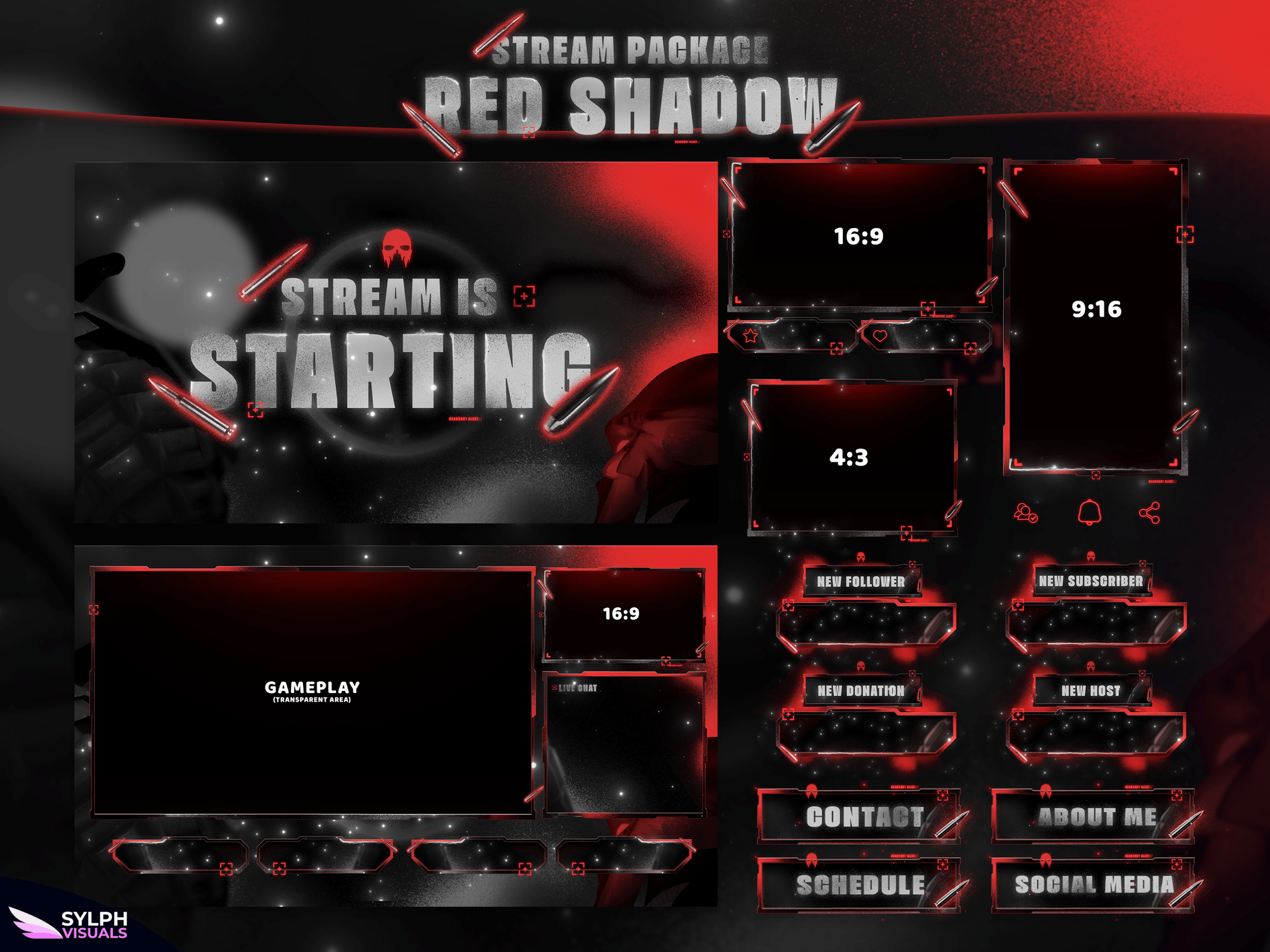 Red Shadow Stream Overlay - SylphVisuals