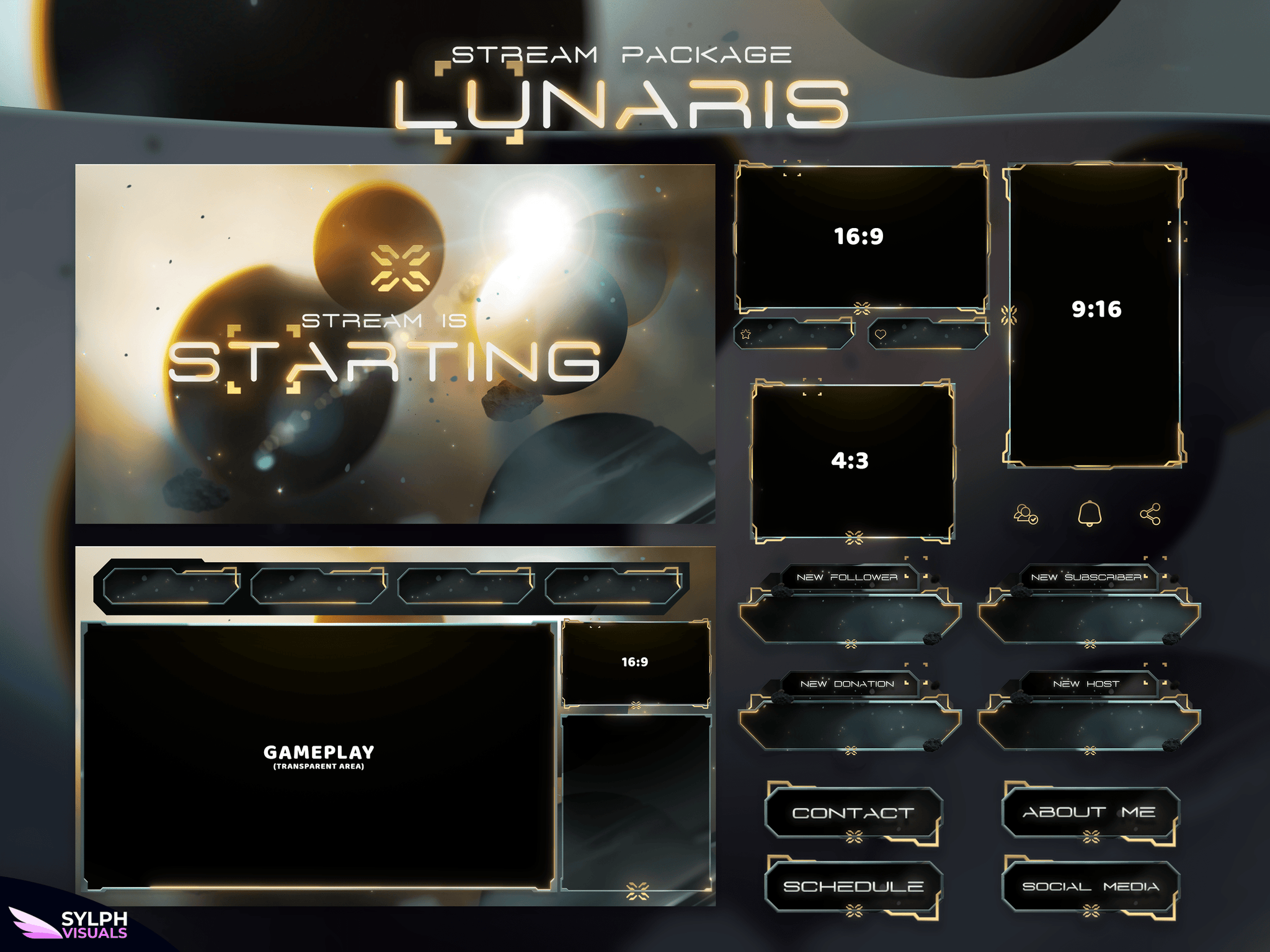 Lunaris Stream Overlay - SylphVisuals