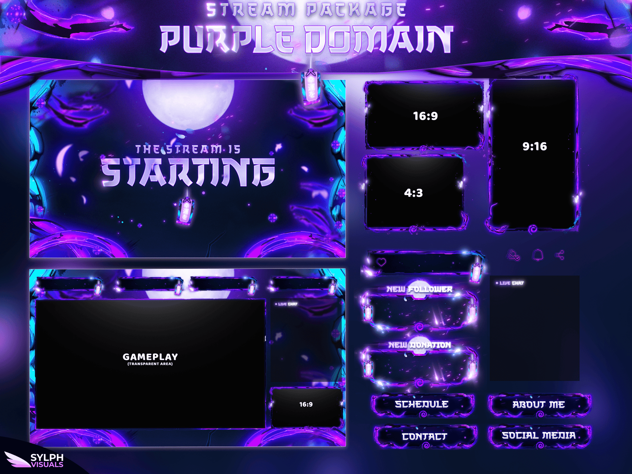 Purple Domain Stream Overlay - SylphVisuals