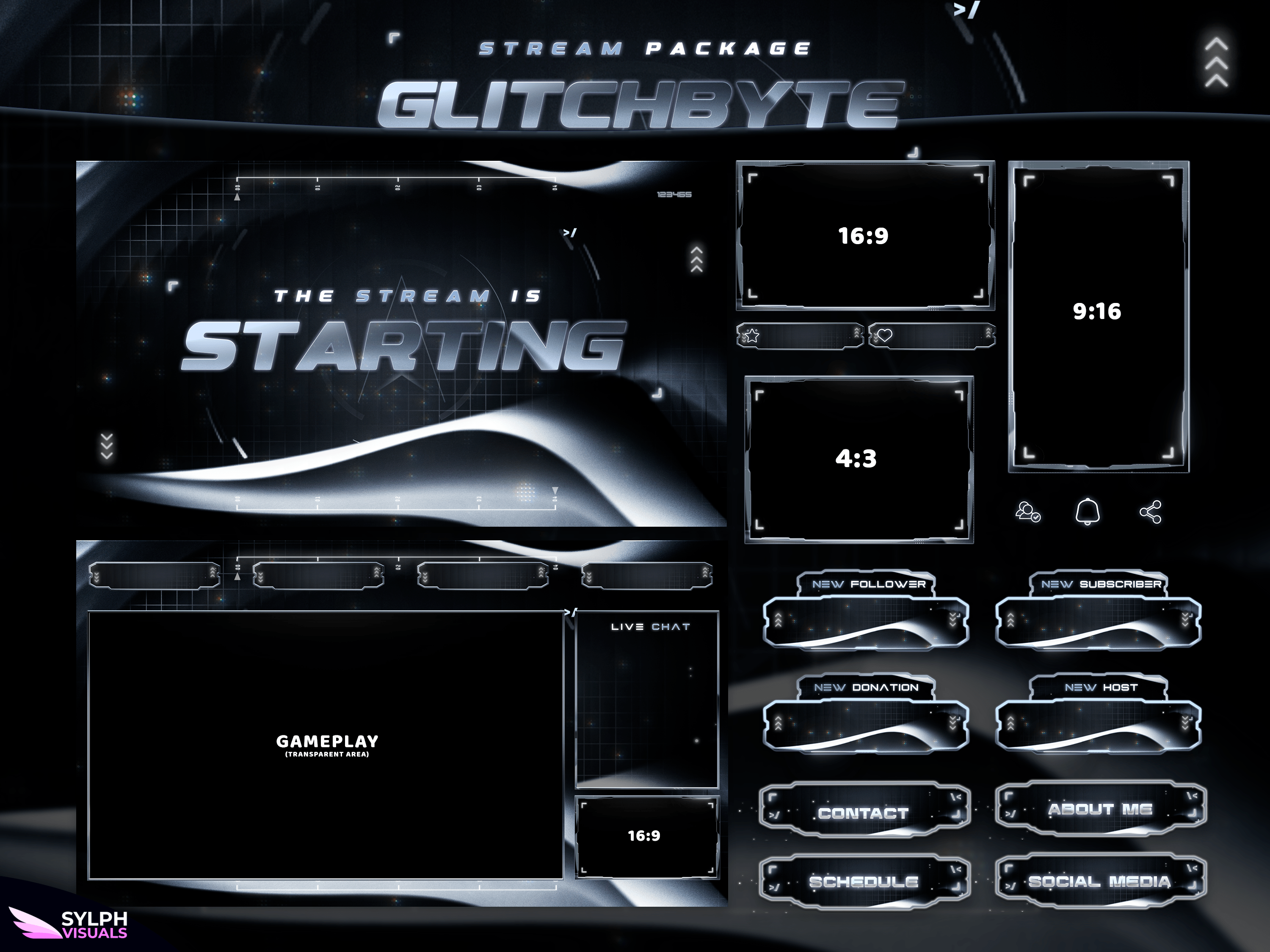 Glitchbyte Stream Overlay Package - SylphVisuals