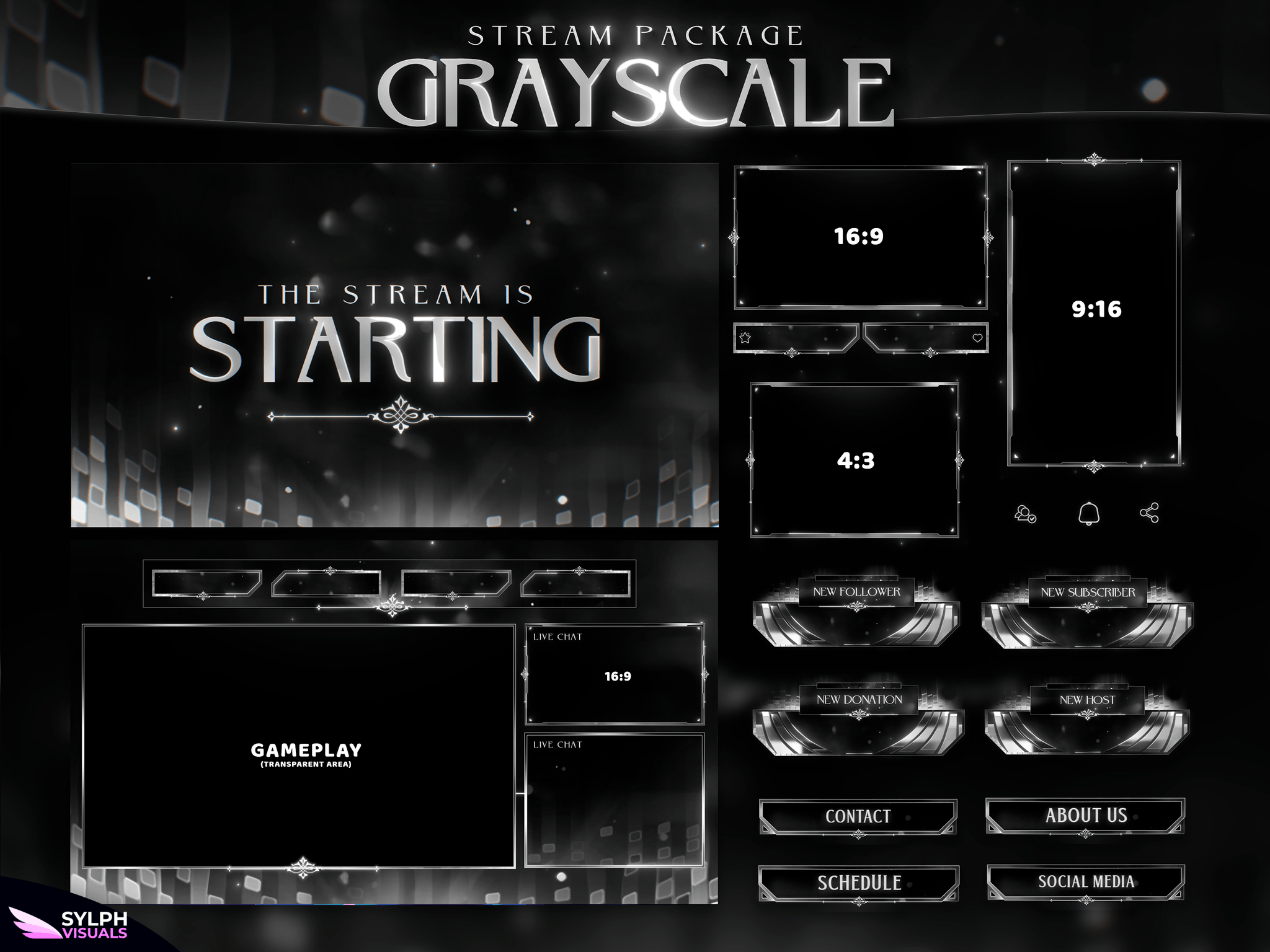Grayscale Stream Overlay - SylphVisuals