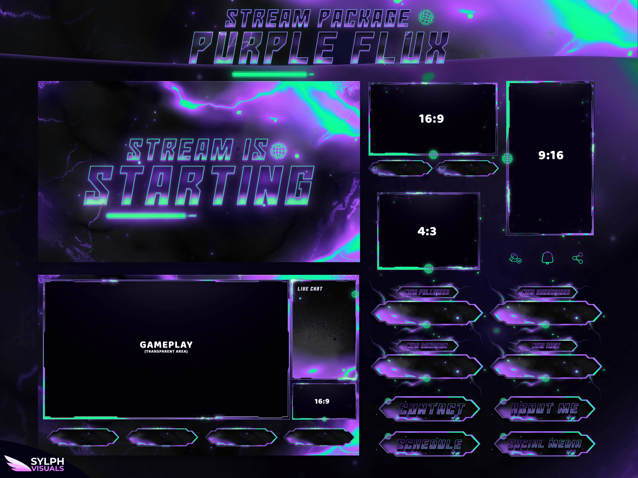 Purple Flux Stream Overlay - SylphVisuals