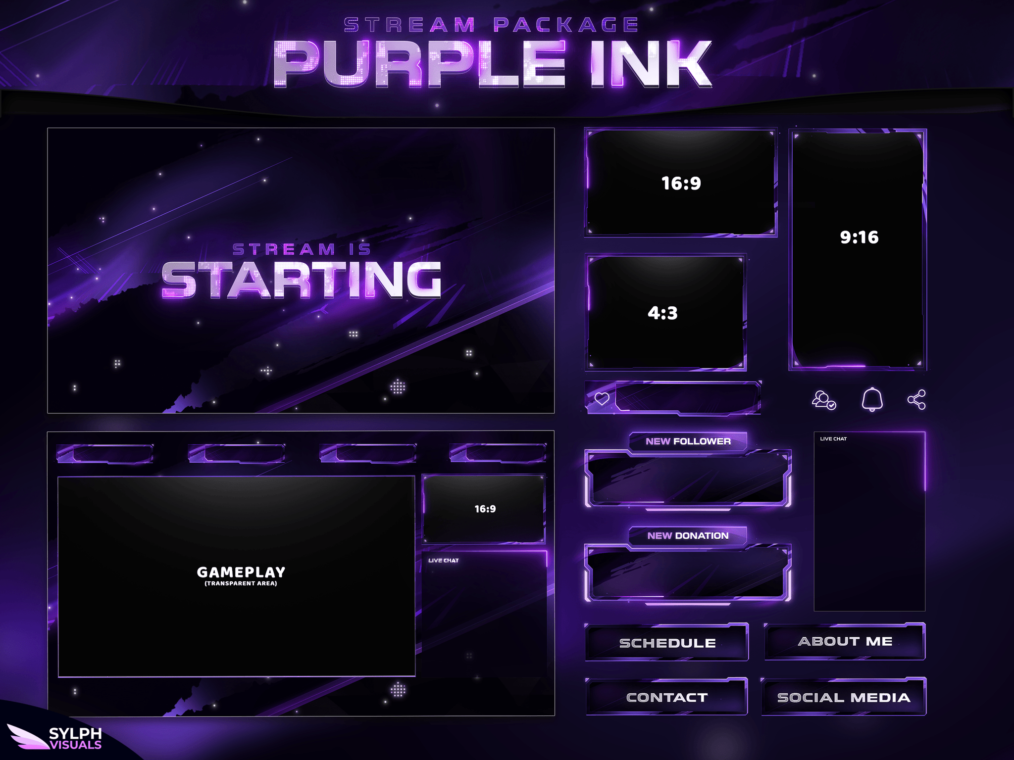 Purple Ink Stream Overlay - SylphVisuals