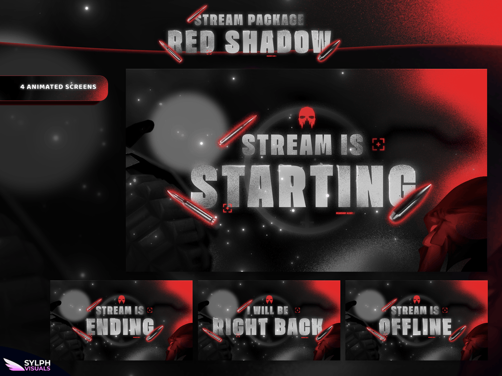 Red Shadow Stream Overlay - SylphVisuals