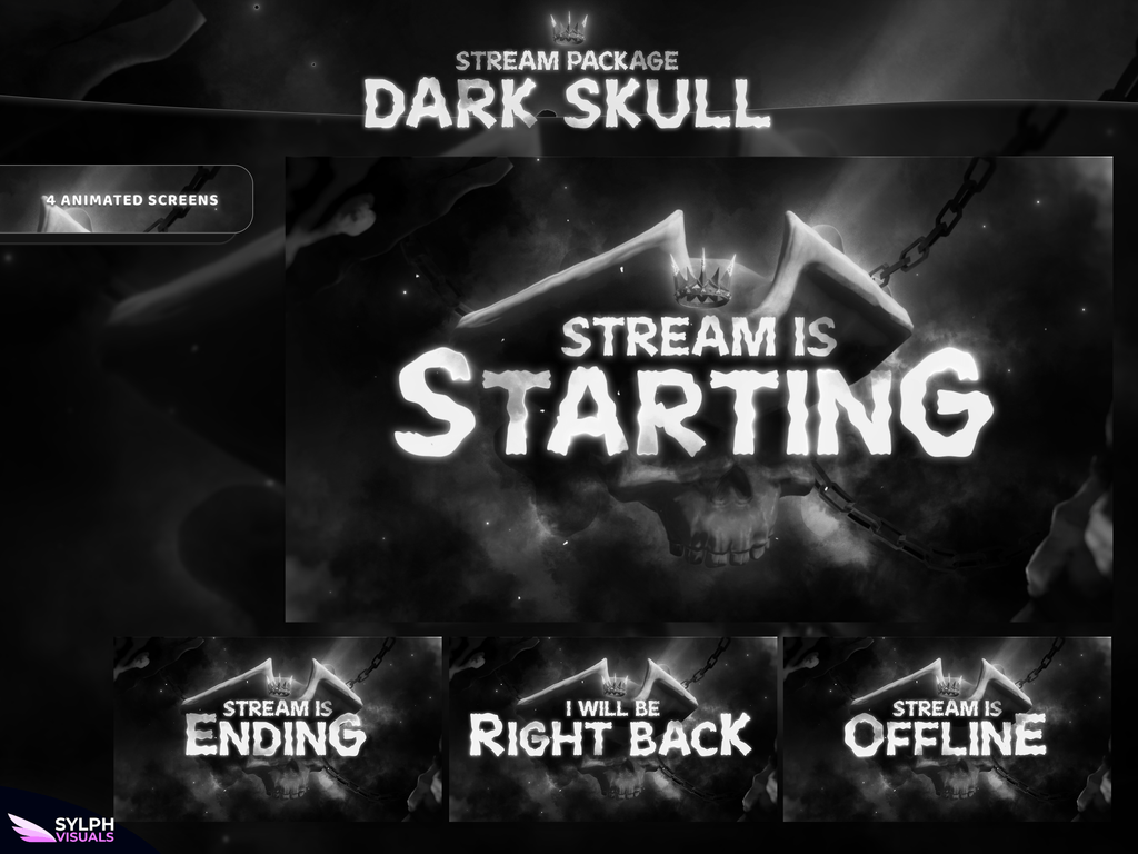 Dark Skull Stream Overlay - SylphVisuals
