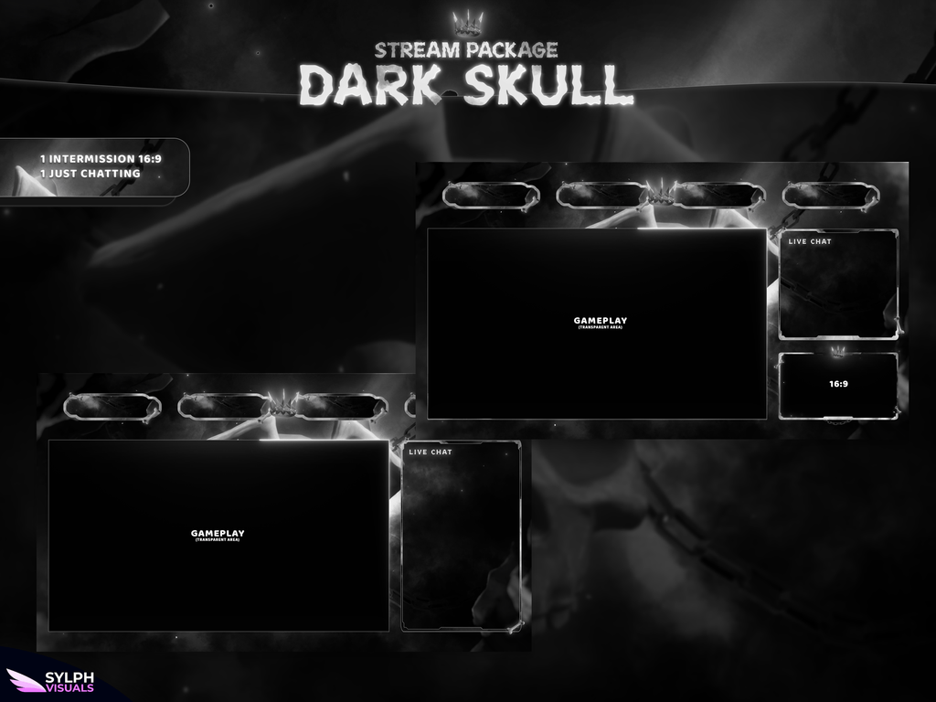 Dark Skull Stream Overlay - SylphVisuals