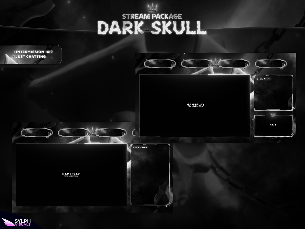 Dark Skull Stream Overlay - SylphVisuals