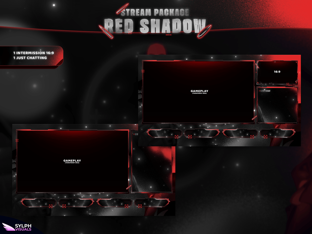 Red Shadow Stream Overlay - SylphVisuals