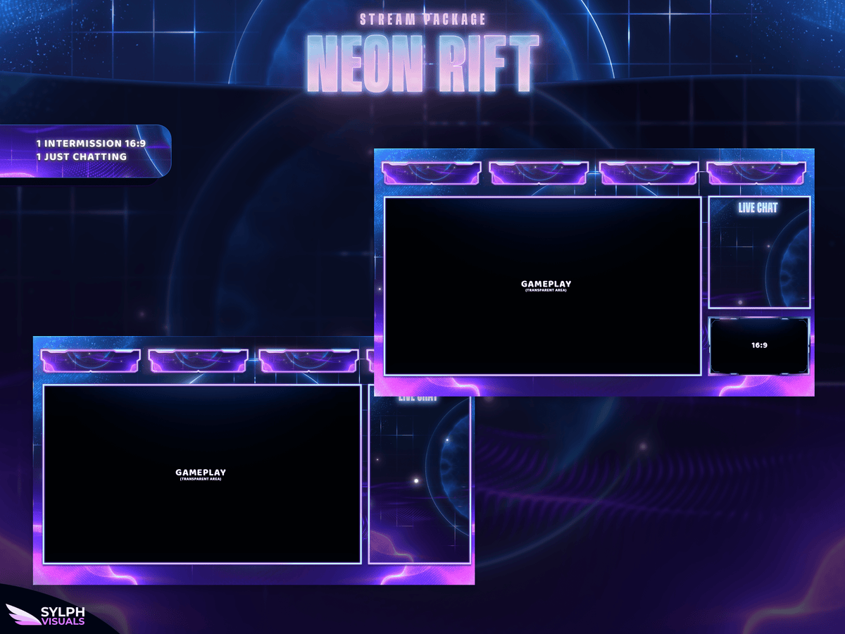 Neon Rift Stream Overlay Package - SylphVisuals