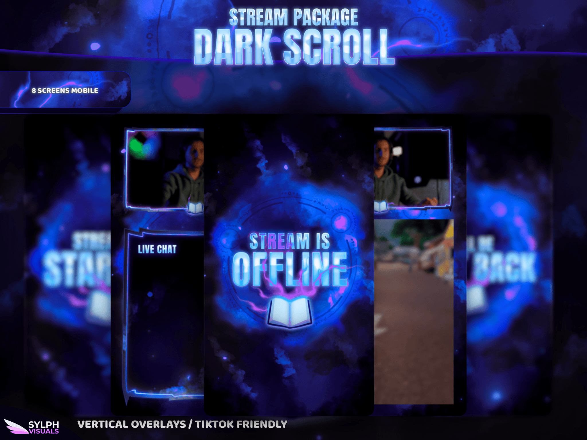 Dark Scroll Stream Overlay Package - SylphVisuals
