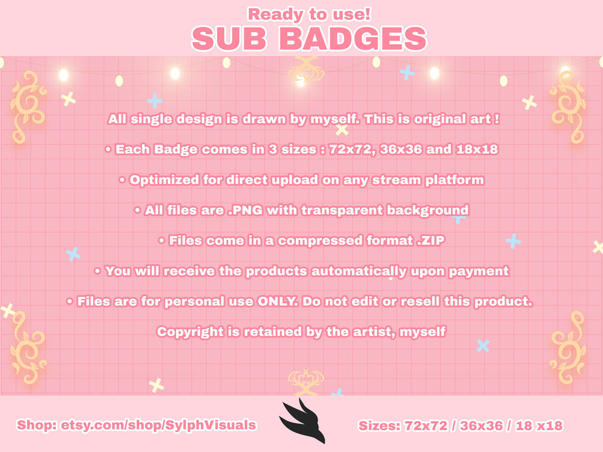 Cute Cat Sub Badges - SylphVisuals