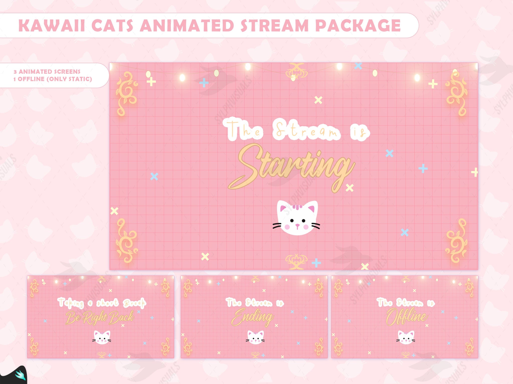 Kawai Cats Stream Overlays - SylphVisuals