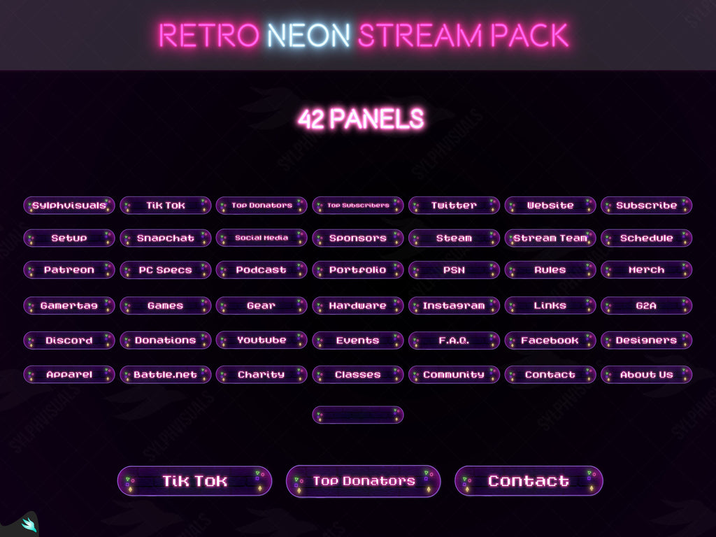 Retro Neon Stream Overlays - SylphVisuals