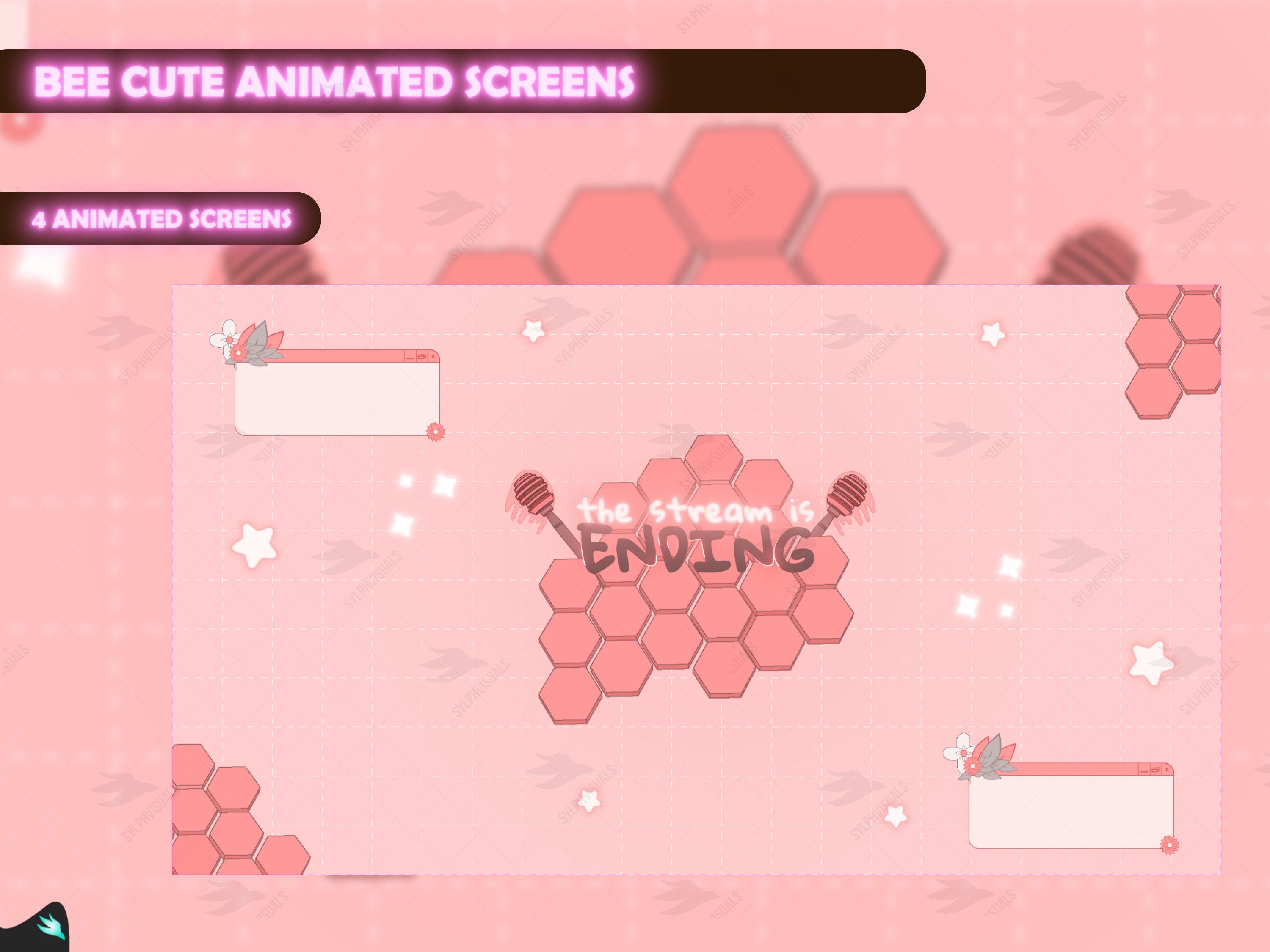 Cute Bee Pink Animated Screens – SylphVisuals