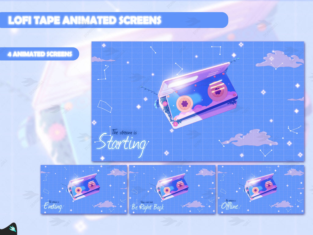 Lofi Tape Blue Animated Screens - SylphVisuals