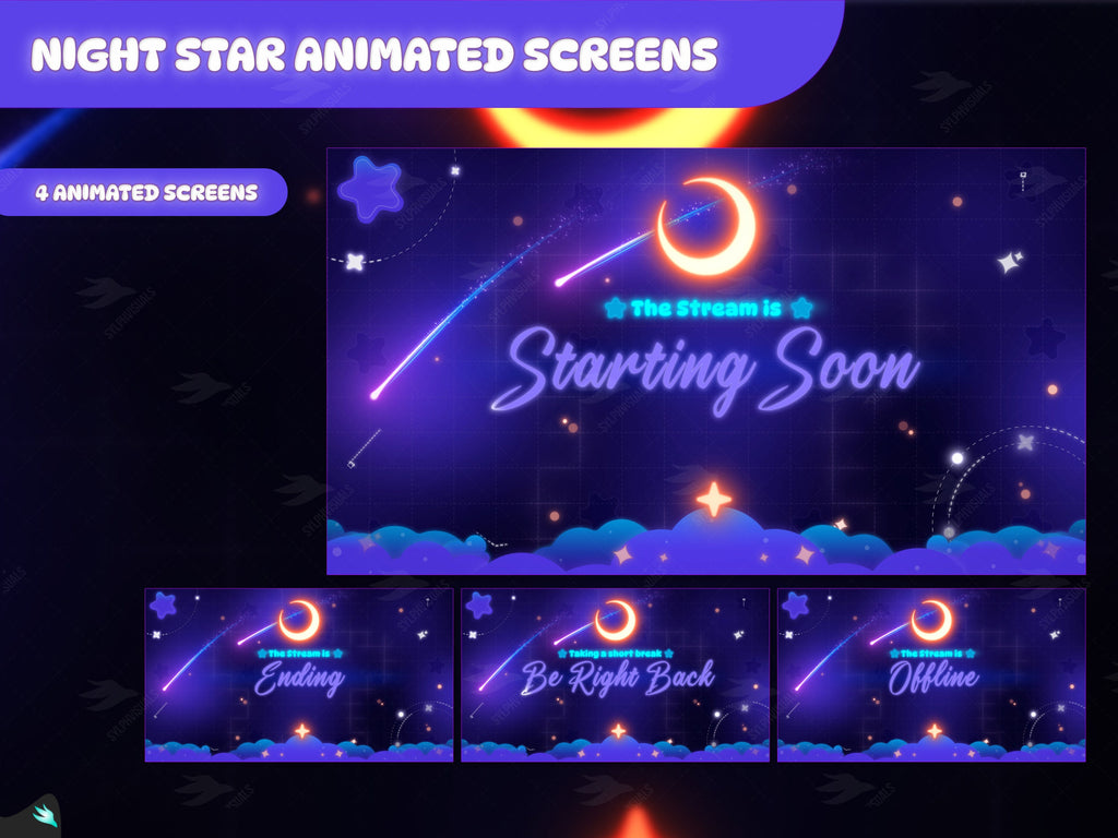 Night Star Animated Screens - SylphVisuals